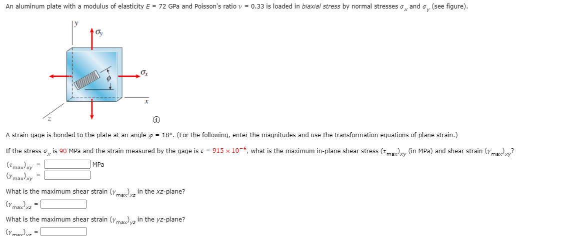 Solved An aluminum plate with a modulus of elasticity E = 72 | Chegg.com