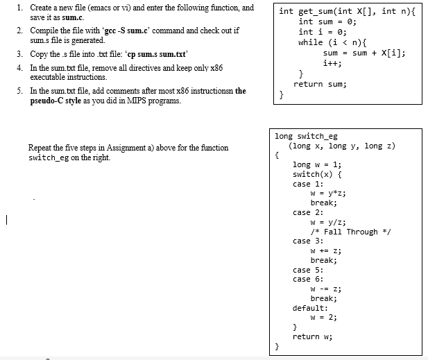 Solved 1 Create A New File Emacs Or Vi And Enter The