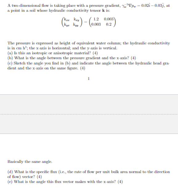 Solved A two-dimensional flow is taking place with a | Chegg.com