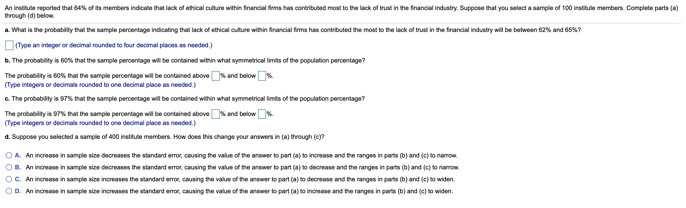 Solved An institute reported that 64% of its members | Chegg.com