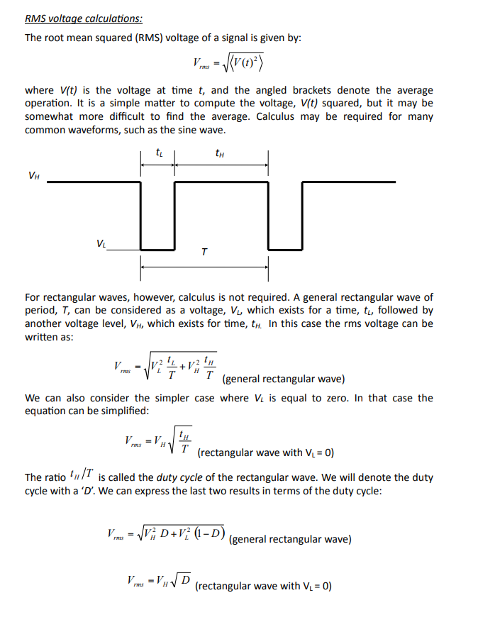 Solved RMS voltage calculations: The root mean squared (RMS) | Chegg.com
