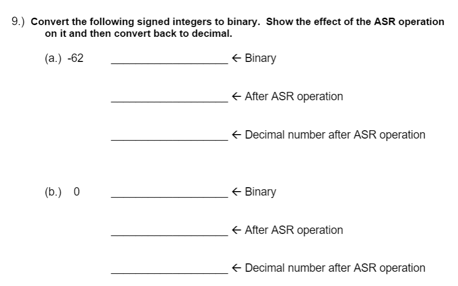 Solved 9.) Convert the following signed integers to binary. | Chegg.com