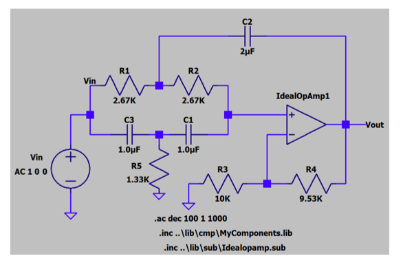 The Sallen Key Notch filter seen below has a Q=10. | Chegg.com