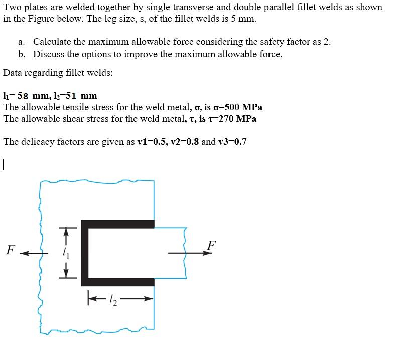 Solved Two plates are welded together by single transverse | Chegg.com