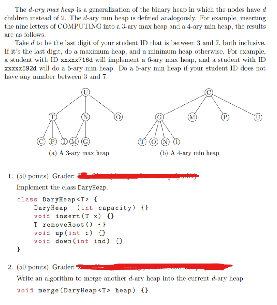The d-ary max heap is a generalization of the binary | Chegg.com