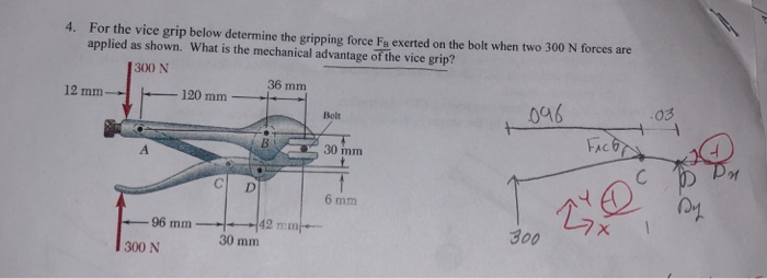 Solved 4. For the vice grip below determine the gripping | Chegg.com