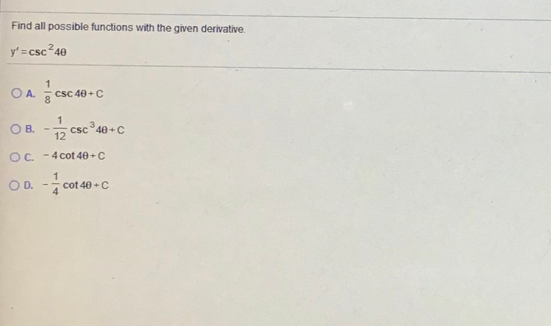 Solved Find all possible functions with the given | Chegg.com
