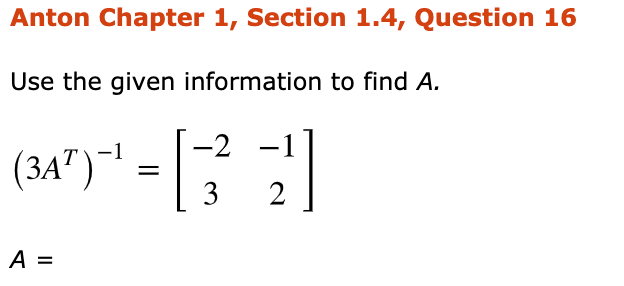 Solved Anton Chapter 1, Section 1.4, Question 16 Use the | Chegg.com