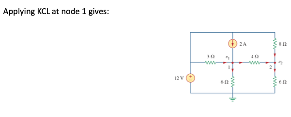 Solved Applying KCL at node 1 gives: | Chegg.com