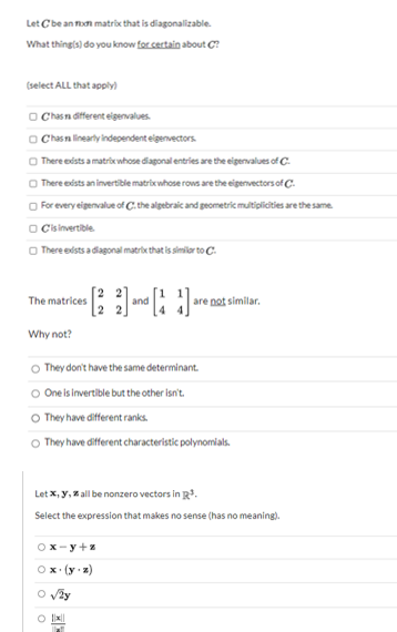 Solved Last option in third questioin is ||x|| / ||z|| if | Chegg.com
