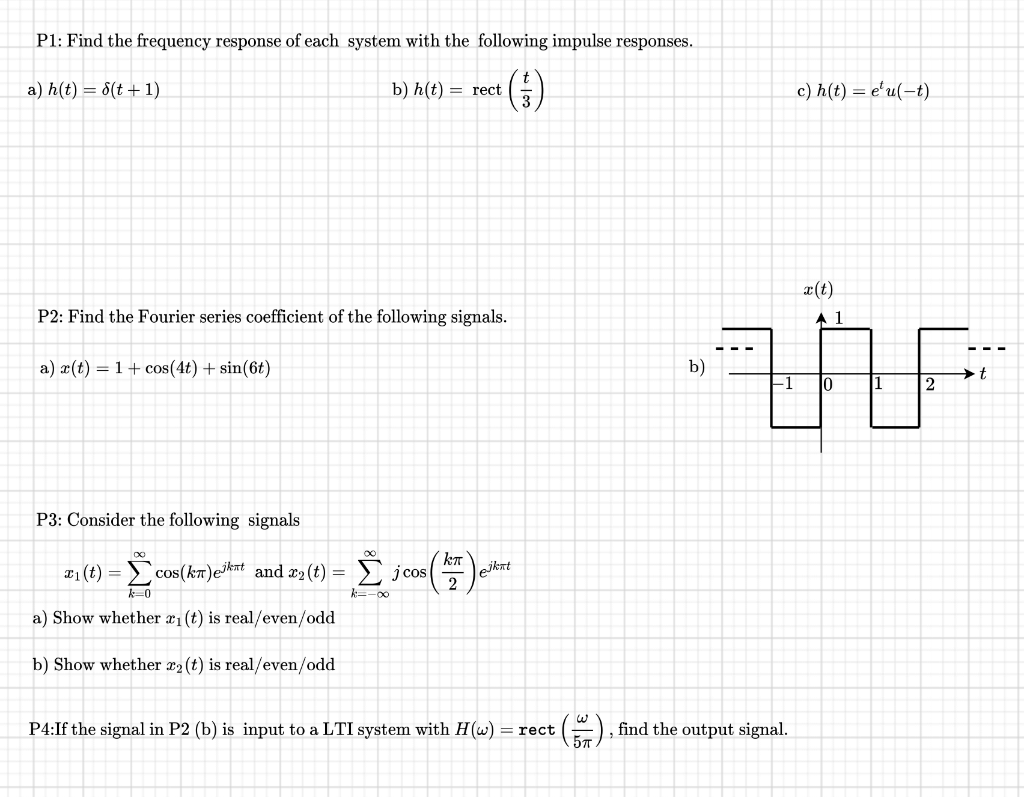 Solved P1: Find the frequency response of each system with | Chegg.com