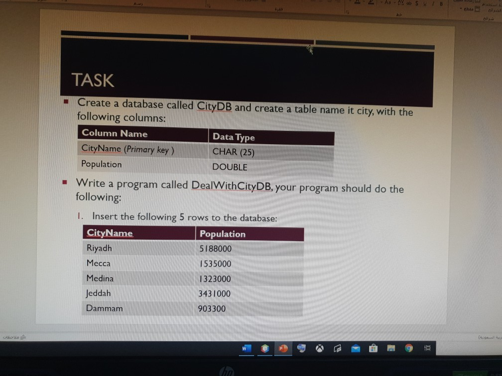 Solved A VS UIB TASK Create a database called CityDB and | Chegg.com