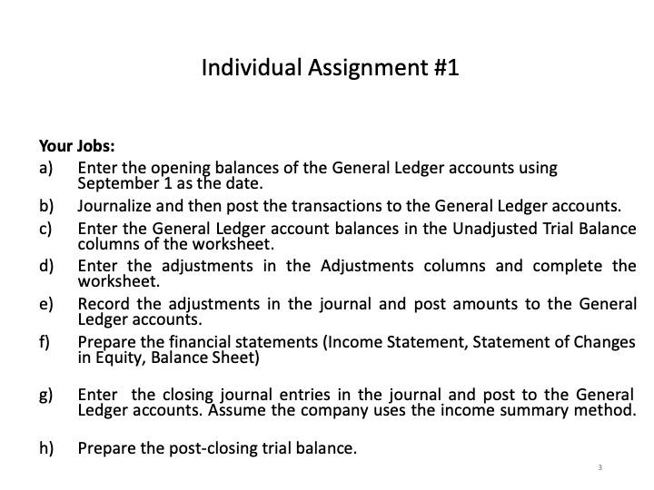 Individual Assignment #1 Your Jobs: a) Enter the | Chegg.com