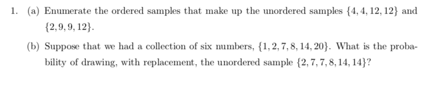 Solved 1. (a) Enumerate the ordered samples that make up the | Chegg.com