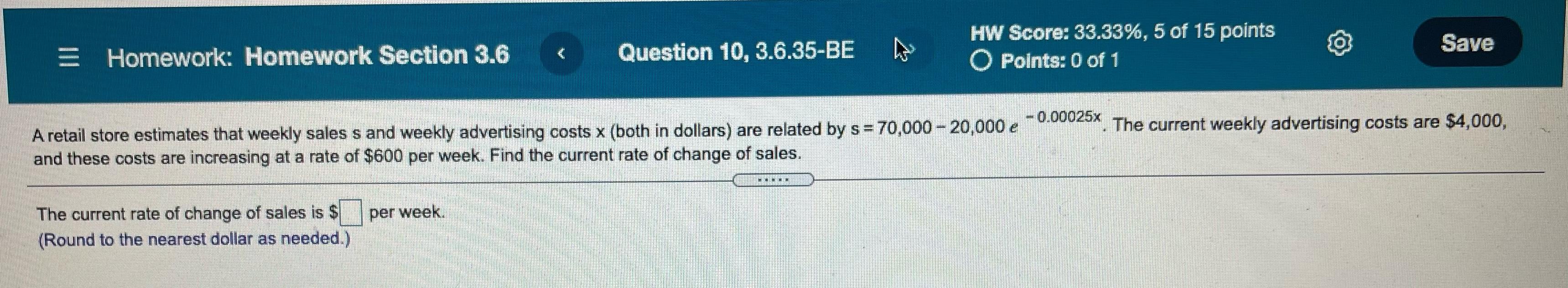 Solved Save E Homework Homework Section 3 6 Hw Score