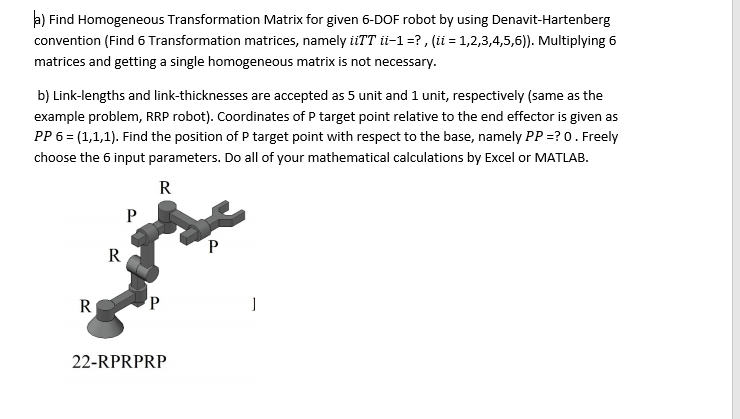 a) Find Homogeneous Transformation Matrix for given | Chegg.com