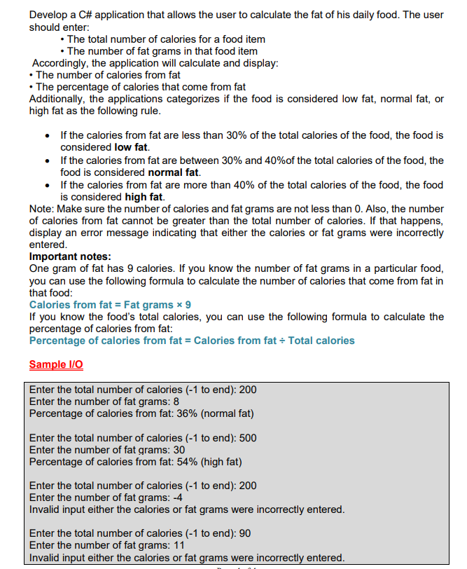 Solved Develop a C\# application that allows the user to | Chegg.com