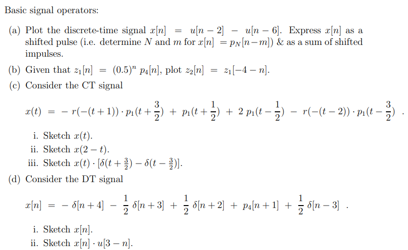 Solved Basic signal operators: (a) Plot the discrete-time | Chegg.com