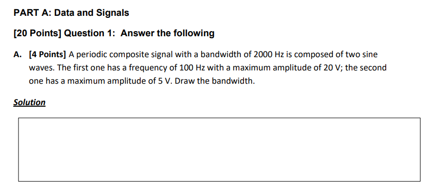 Solved PART A: Data and Signals[20 ﻿Points] ﻿Question 1: | Chegg.com