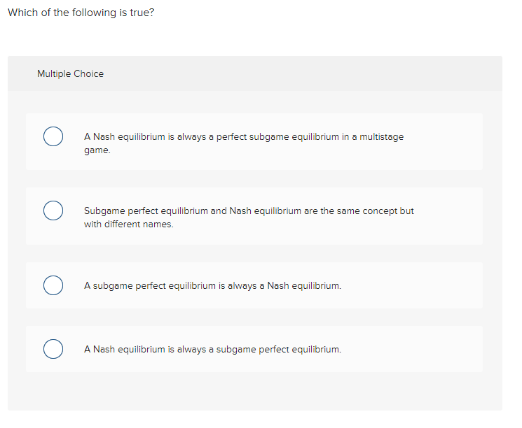 Solved Which of the following is not true? Multiple Choice A | Chegg.com