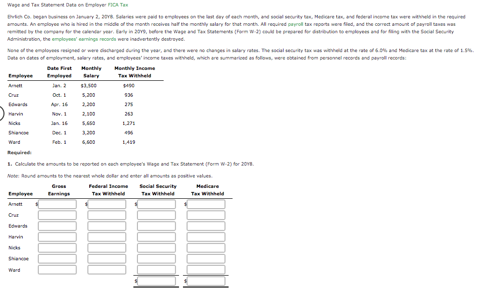 Solved Wage And Tax Statement Data On Employer FICA Tax Chegg solved-wage-and-tax-statement-data-on-employer-fica-tax-chegg