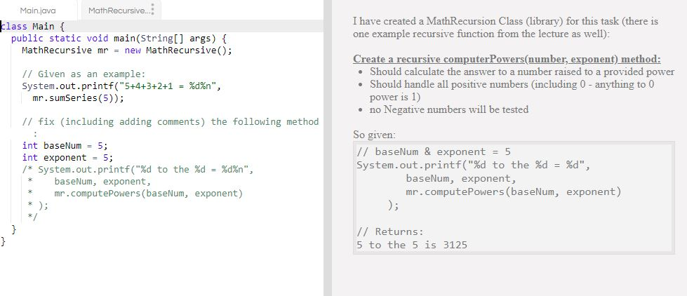 Solved Main.java MathRecursive.. Elass Main { public static | Chegg.com