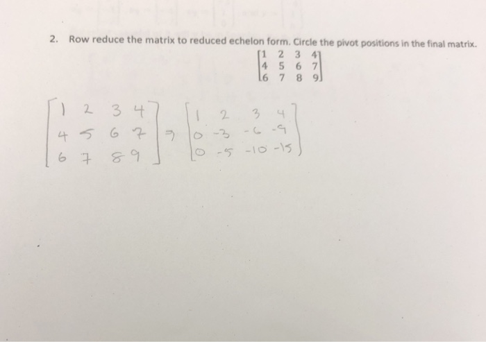 Solved 2. Row reduce the matrix to reduced echelon form. | Chegg.com