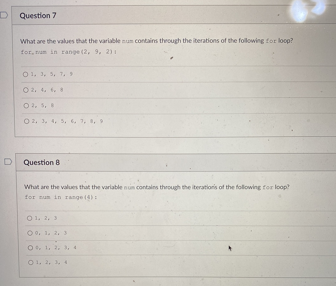 Solved Question 7 What are the values that the variable num | Chegg.com