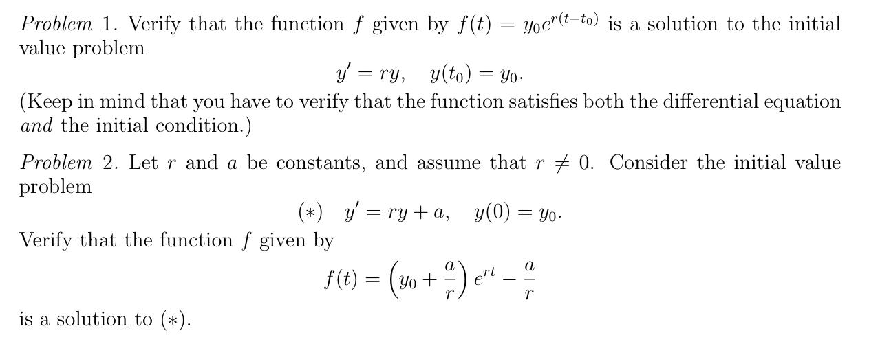 Solved Problem 1. Verify that the function f given by f(t) = | Chegg.com