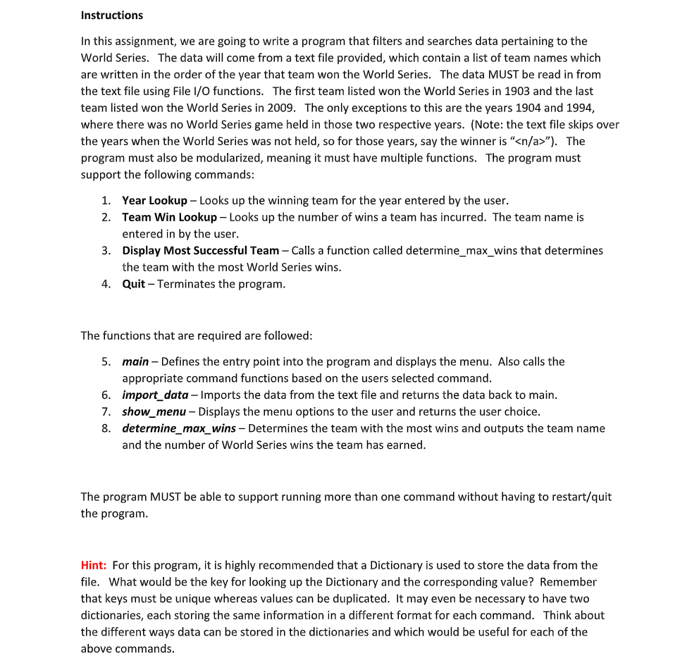 Solved Instructions In this assignment, we are going to | Chegg.com