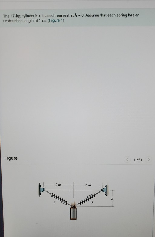 Solved The 17-kg cylinder is released from rest at h = 0. | Chegg.com