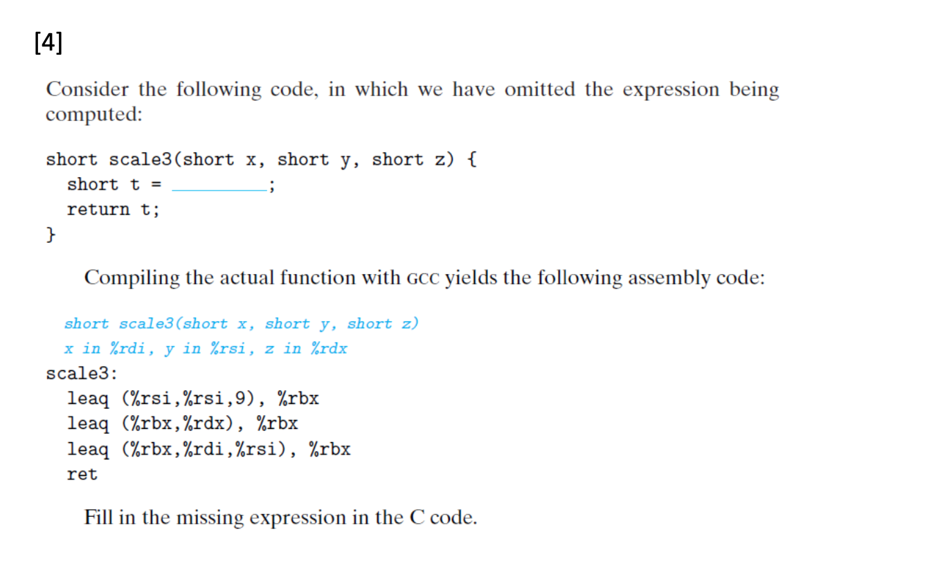 Solved [4 ] Consider the following code, in which we have | Chegg.com