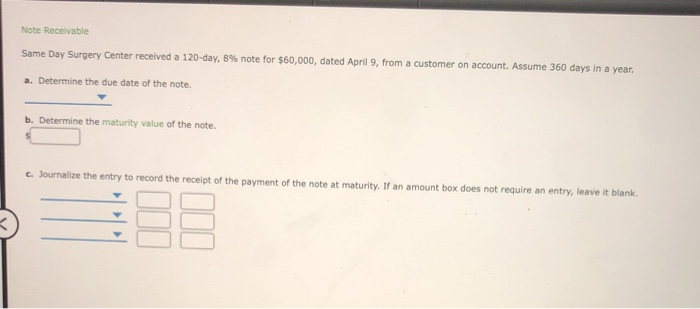 Solved Note Receivable Same Day Surgery Center received a | Chegg.com