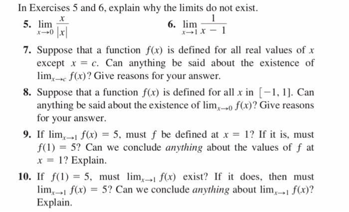 Solved In Exercises 5 and 6, explain why the limits do not | Chegg.com