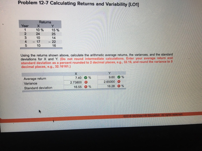 Solved Problem 12-7 Calculating Returns and Variability | Chegg.com