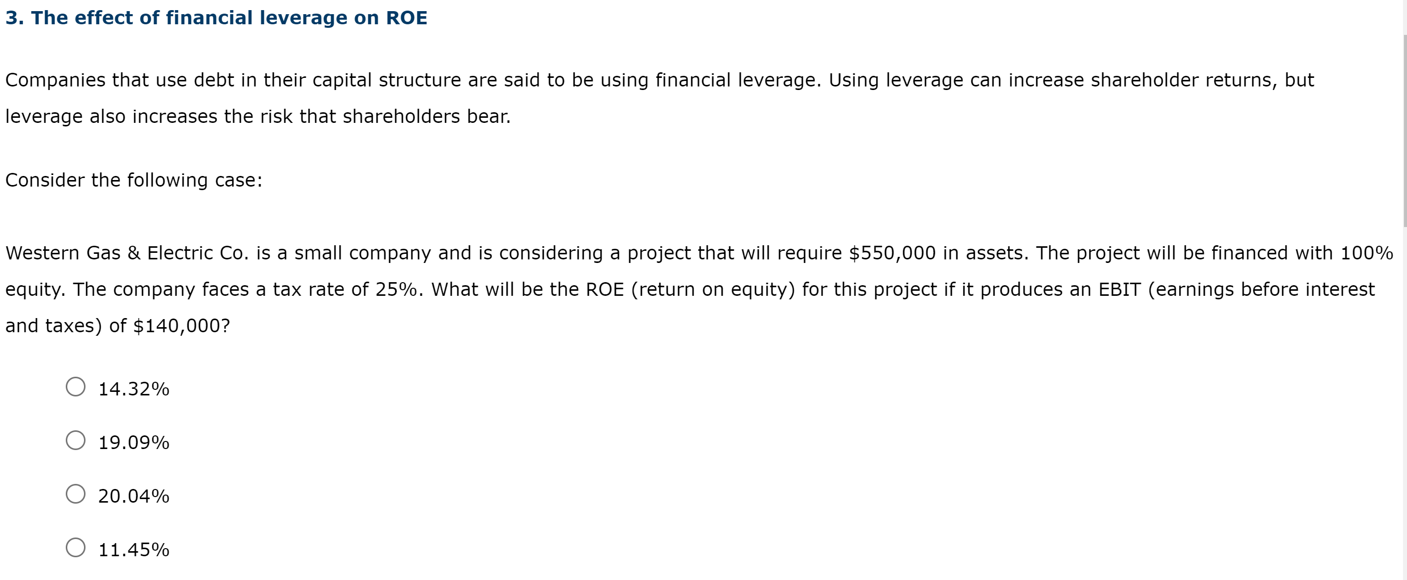 Solved 3. The effect of financial leverage on ROE Companies | Chegg.com
