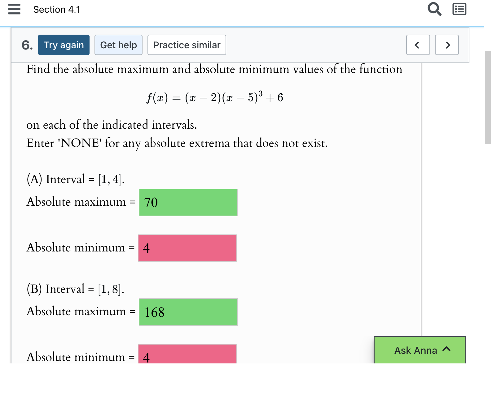 Solved Find the absolute ﻿maximum and absolute ﻿minimum | Chegg.com