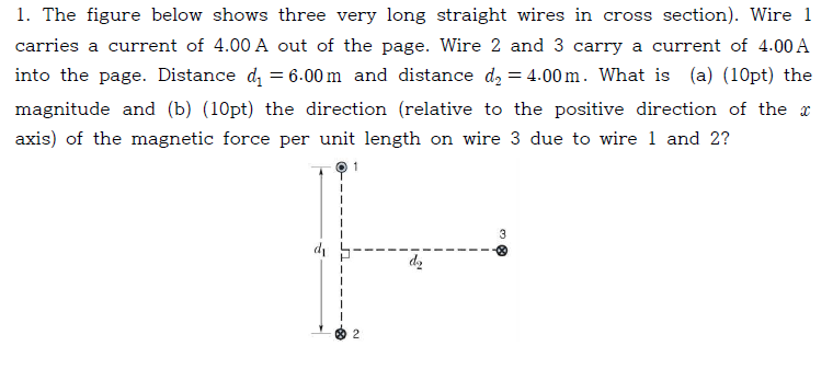 Solved The figure below shows three very long straight wires | Chegg.com