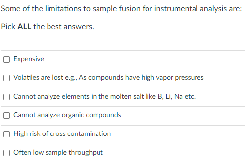 Solved Some of the limitations to sample fusion for | Chegg.com
