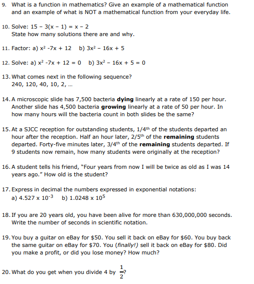 9. What is a function in mathematics? Give an example | Chegg.com
