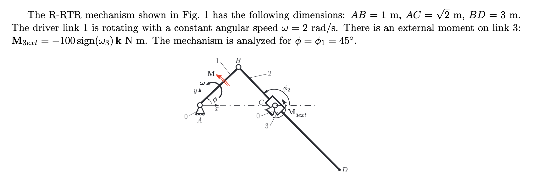 Solved = The R-RTR mechanism shown in Fig. 1 has the | Chegg.com