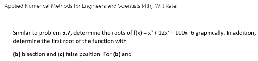 Solved Applied Numerical Methods for Engineers and | Chegg.com