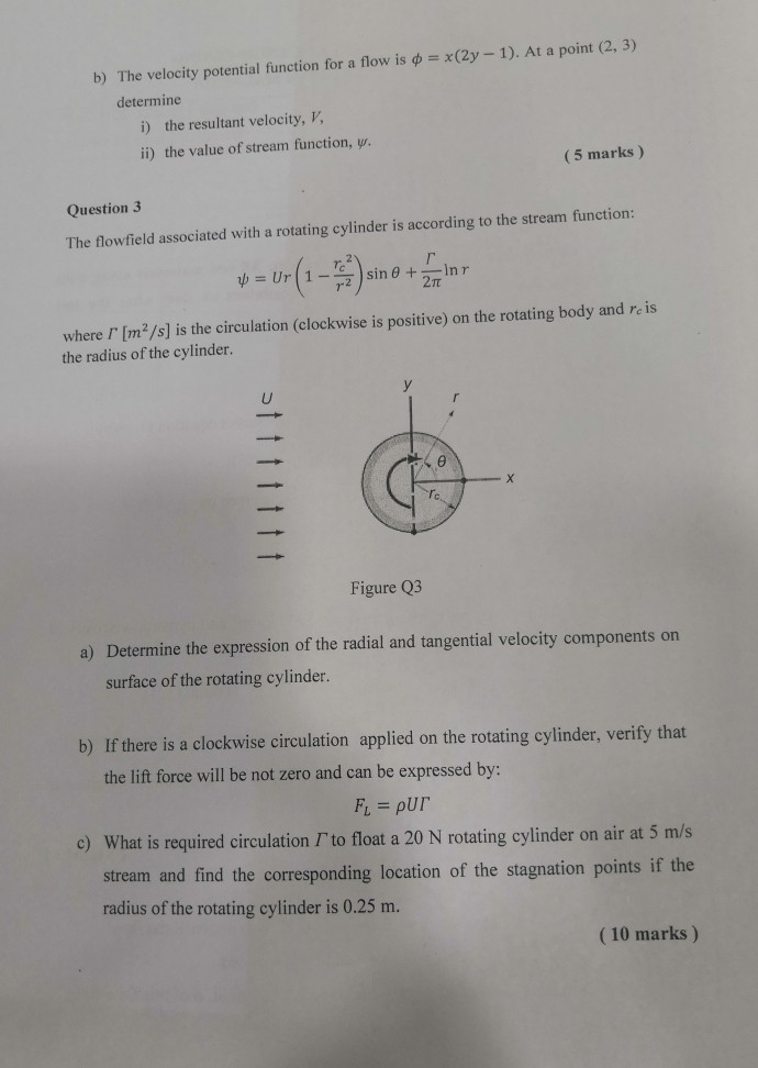 Solved x(2y-1). At a point (2, 3) The velocity potential | Chegg.com