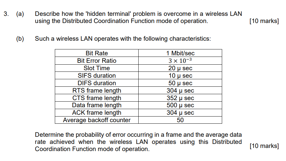 Solved (a) ﻿Describe how the 'hidden terminal' problem is | Chegg.com
