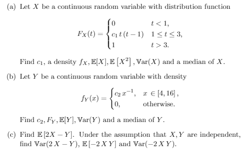 Solved (a) Let X be a continuous random variable with | Chegg.com