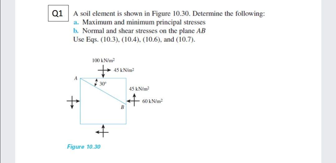 Solved Q1 A soil element is shown in Figure 10.30. Determine | Chegg.com