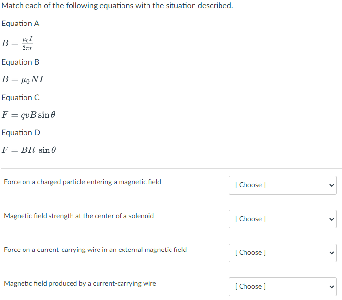 Solved Match each of the following equations with the | Chegg.com