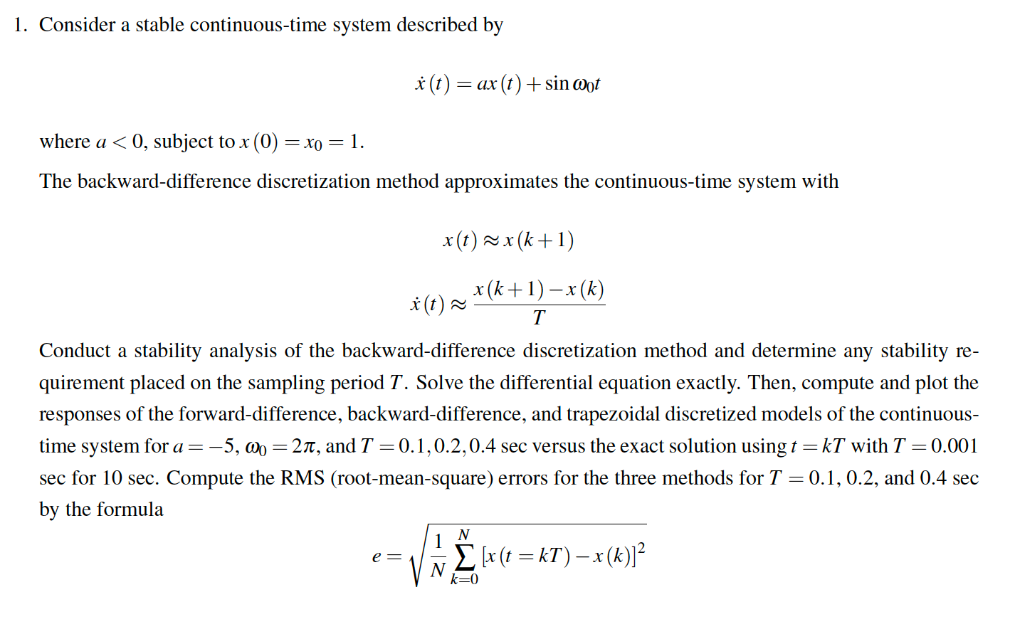 1. Consider a stable continuous-time system described | Chegg.com