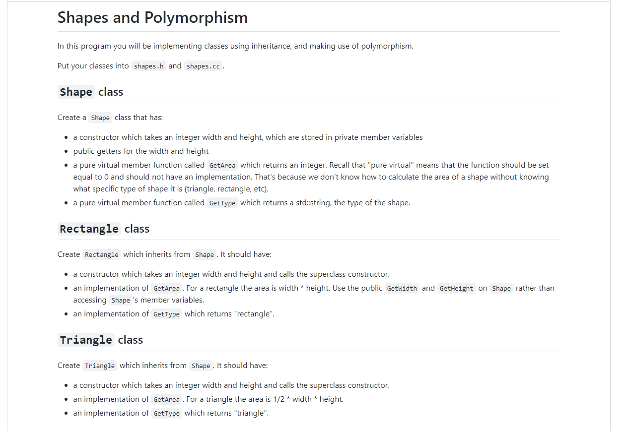 Solved Shapes and Polymorphism In this program you will be | Chegg.com
