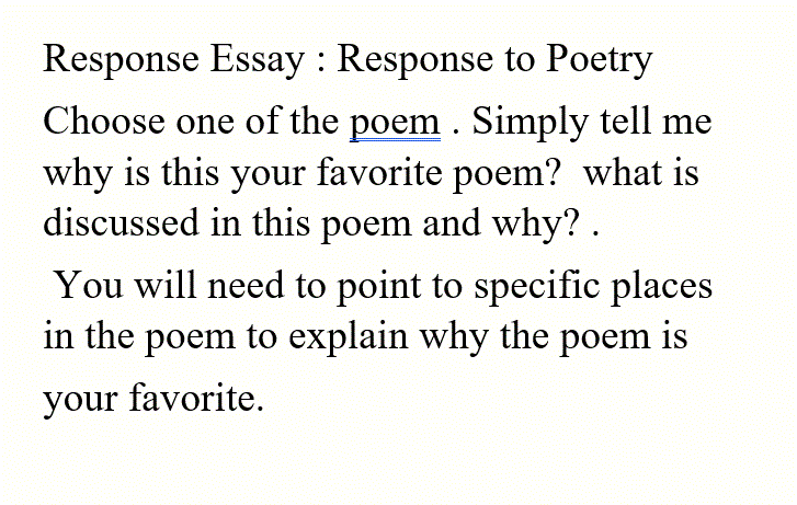 Solved Response Essay: Response to Poetry Choose one of the | Chegg.com